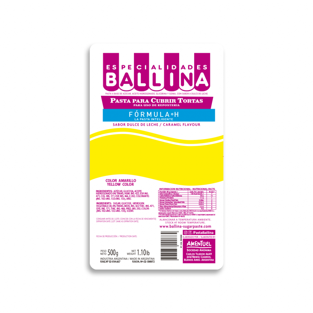 PASTA BALLINA FORMULA H COLOR AMARILLO X 500G. (1552) - Gonic