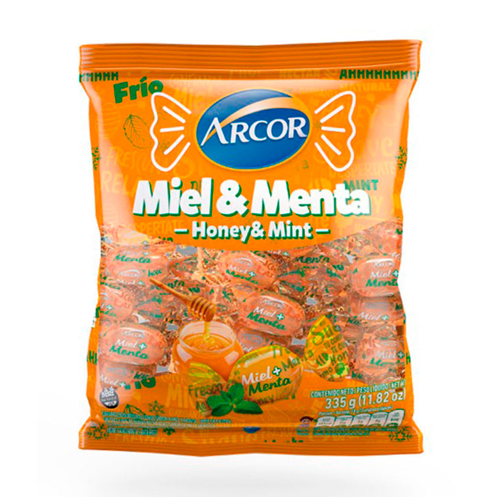 CARAMELOS ARCOR RELLENOS DE MIEL Y MENTA X 335G. - Gonic